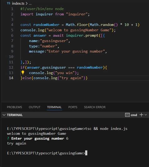 Rukhsana Muzammil` On Linkedin My Simple Guessing Game By Using Inquirer And Typescript Hamzah