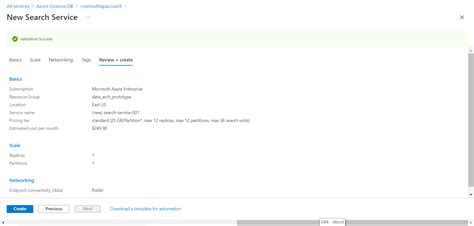 Creating An Azure Search Service Instance For Azure Cosmos Db