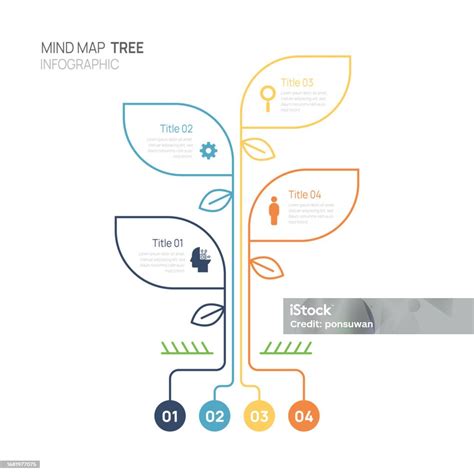 비즈니스를 위한 인포그래픽 트리 마인드 맵 다이어그램 템플릿입니다 연결 및 차트 테이블 타임라인 마케팅 데이터 프레젠테이션 벡터 인포그래픽 나무에 대한 스톡 벡터 아트 및