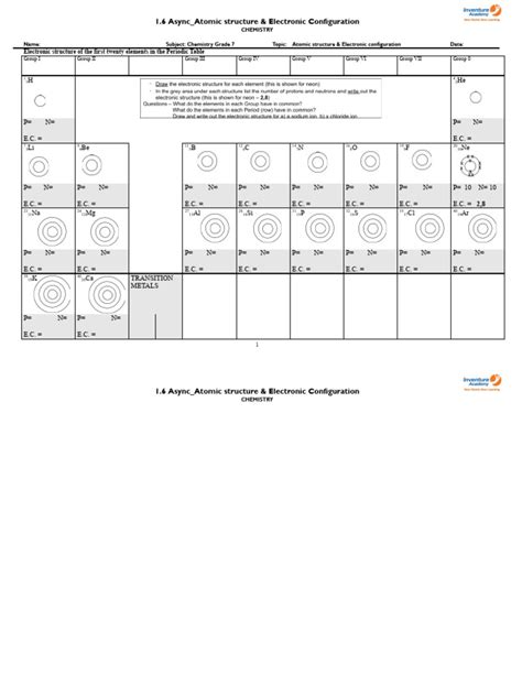 16 Async Atomic Structure And Electronic Configuration Pdf