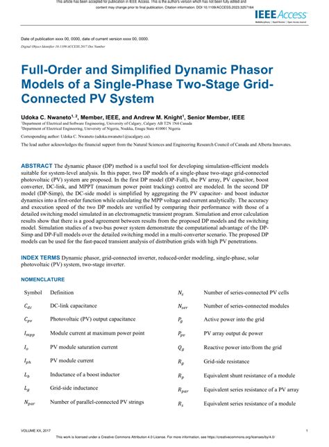 pdf full order and simplified dynamic phasor models of a single phase