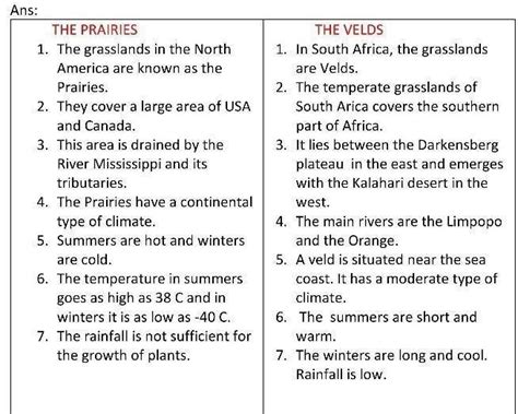 Differentiate Between The Pairies And The Velds Brainly In