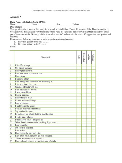 Generating A Scale Measuring Hierarchy Of Basic Needs Pdf Psychology Behavioural Sciences