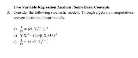 Solved Two Variable Regression Analysis Some Basic Concepts