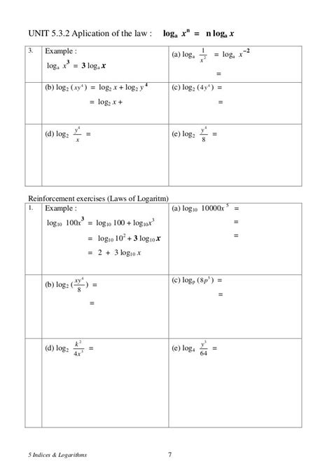 5 Indices And Logarithms