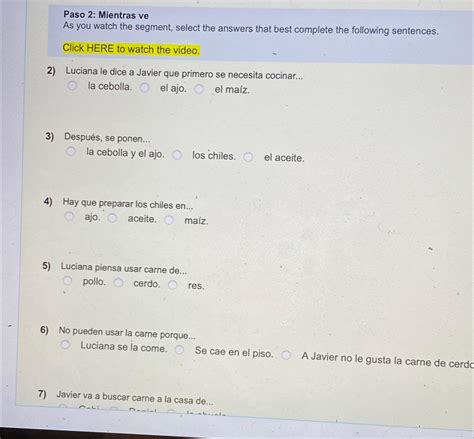 Solved Paso 2 Mientras Veas You Watch The Segment Select