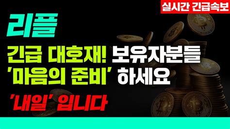 실시간 긴급속보 리플 긴급 대호재 보유자분들 마음의 준비 하세요 내일 입니다 리플 리플전망 리플코인 리플코인전망 Youtube