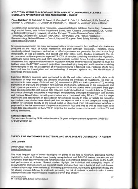 Pdf Mycotoxin Mixtures In Food And Feed A Holistic Innovative Flexible Modelling Approach