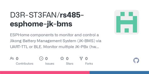 Github D3r St3fanrs485 Esphome Jk Bms Esphome Components To Monitor And Control A Jikong