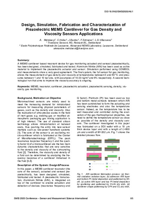 Pdf A6 1 Design Simulation Fabrication And Characterization Of Piezoelectric Mems Cantilever