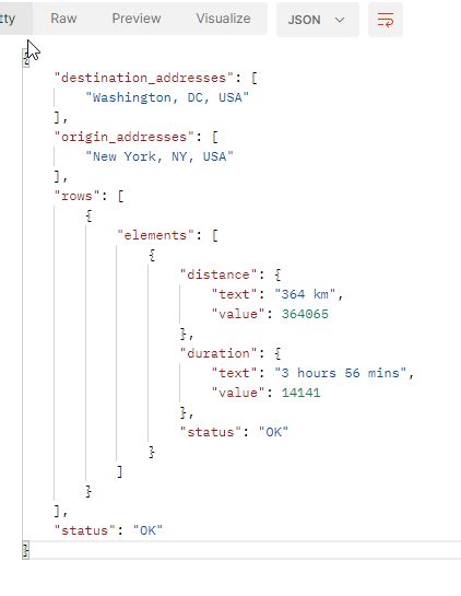 DistanceMatrix Api Does Not Work Because Of How It Is Capitalized