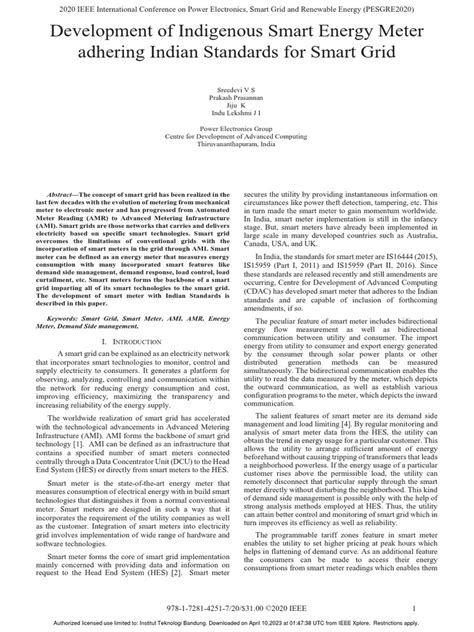 Development Of Indigenous Smart Energy Meter Adhering Indian Standards For Smart Grid Pdf