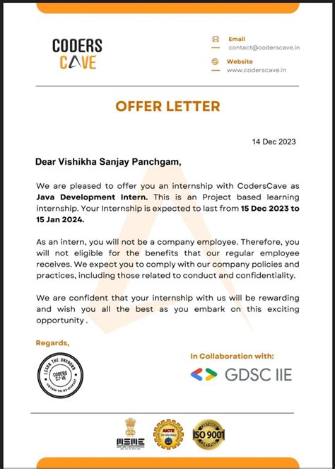 Vishikha Panchgam On Linkedin Coderscave Javadevelopment Intern