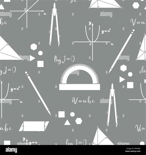 Mathematical Scientific Vector Seamless Pattern With Geometry Plots