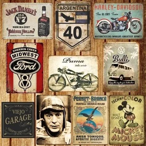 Combo Carteles Chapa Vintage 20x30cm X 3 Unid Chapas 20x30cm Mercadolibre