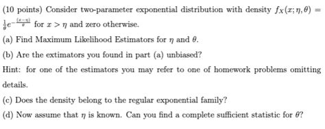 Solved Points Consider Two Parameter Exponential Chegg