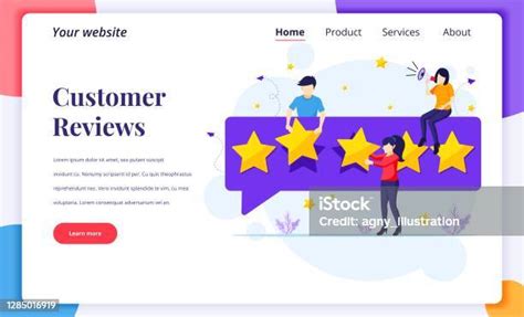 고객 리뷰 개념의 방문 페이지 디자인 개념 별 5 개 등급 및 리뷰 긍정적 인 피드백을 주는 사람들 고객 서비스 및 사용자 경험