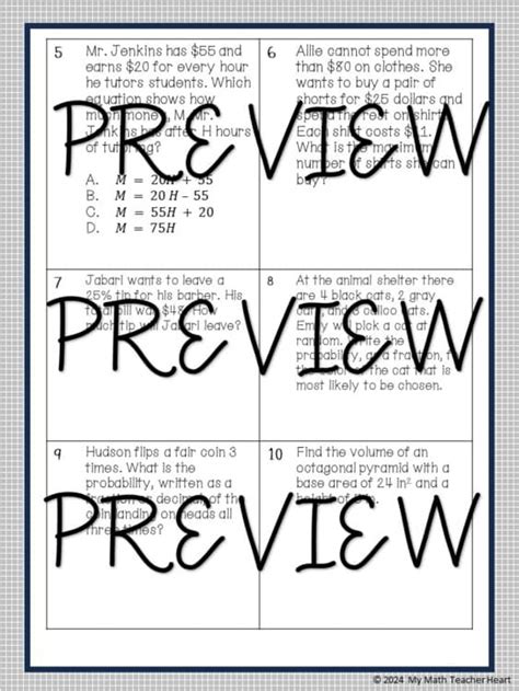 Eog Review 7 Math 7 End Of Grade By My Math Teacher Heart Tpt