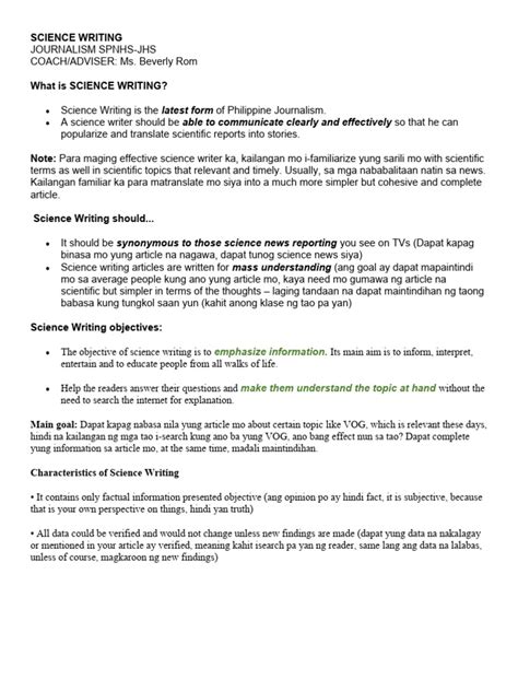Science Writing Pdf Science Human Communication
