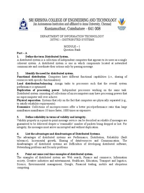 Module 1 Qn Bank Pdf Distributed Computing Computer Network