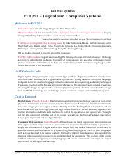 Fall ECE Syllabus Course Overview And Content Course Hero