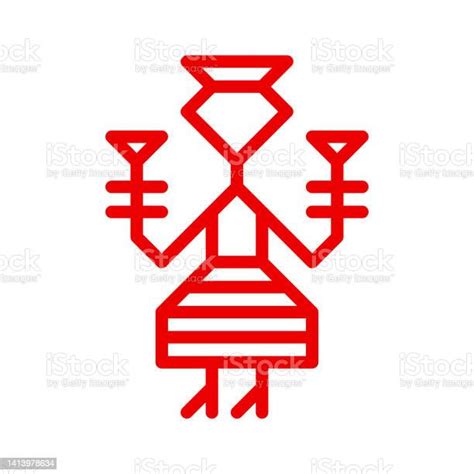 자수를위한 벡터 장식 개념 핀란드 여성의 빨간색 상징 전통적인 국가 의상을 입은 카렐 리안 소녀의 개요 아이콘 꽃을 들고있는 여성의 장식 기호 0명에 대한 스톡 벡터 아트