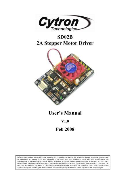 Sd02b 2a Stepper Motor Driver Users Manual Cytron Technologies