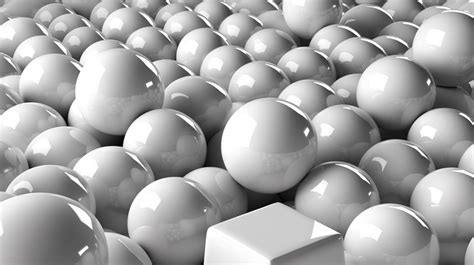 3d Sphere Monochromatic Render Of A Collection Glossy White Spheres And Cubes Backgrounds 