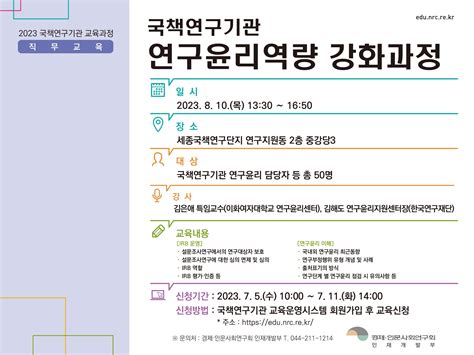 국책연구기관 연구윤리역량 강화과정 행사 일정 소식·소통 Nrc 경제인문사회연구회 Nrc 공식 홈페이지 Nrc