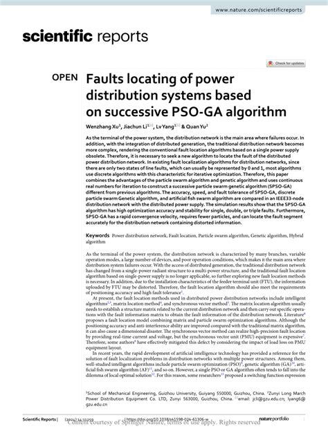 Pdf Faults Locating Of Power Distribution Systems Based On Successive Pso Ga Algorithm