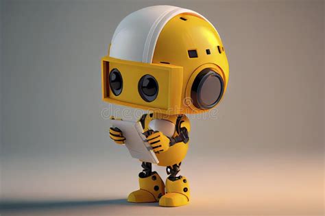 Engineer Robot With 3d Rendering Cute And Small Artificial Intelligence Assistant Robot Wear