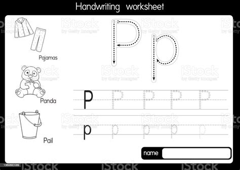 알파벳 문자 P 어퍼 케이스 또는 어린이 학습 연습 Abc에 대한 대문자의 흑백 벡터 그림 0명에 대한 스톡 벡터 아트 및 기타 이미지 0명 개념 검은색 Istock