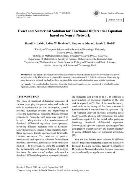 Exact And Numerical Solution For Fractional Differential Equation