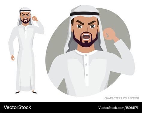 Evil Arab Man Character Threatens With His Vector Image