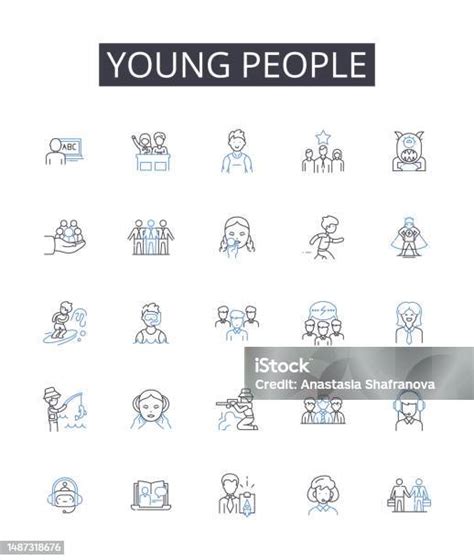 Young People Line Icons Collection Order Pattern System Sequence Hierarchy Categorization
