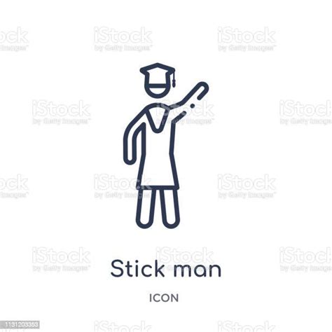 Linear Stick Man Graduated Icon From Behavior Outline Collection Thin Line Stick Man Graduated