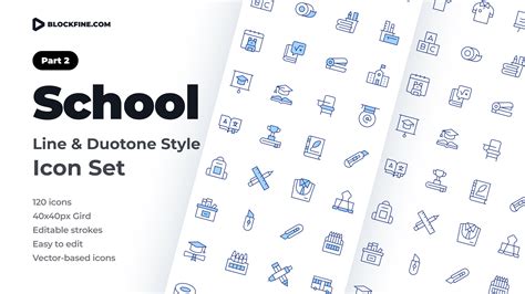 School Icon Set Duotone Line Style Part 2 Figma