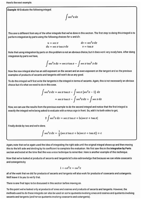 Integrals Of Trigonometric Functions Complementary Mathematics Studocu