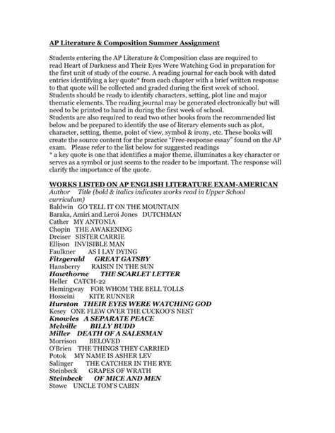 Ap Literature And Composition