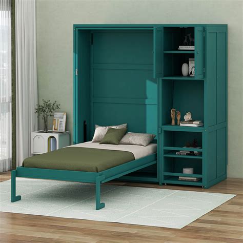 Latitude Run® Twin Murphy Bed With Storage Bookcase Bookshelf
