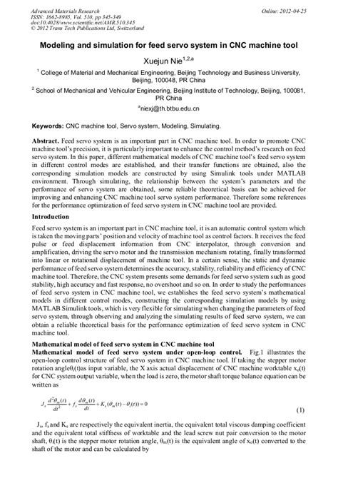 Modeling And Simulation For Feed Servo System In Cnc Machine Tool