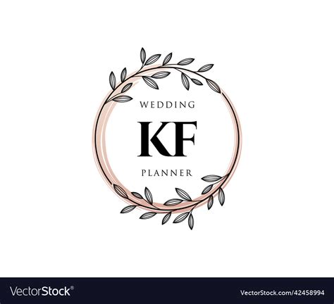 Kf Initials Letter Wedding Monogram Logos Vector Image