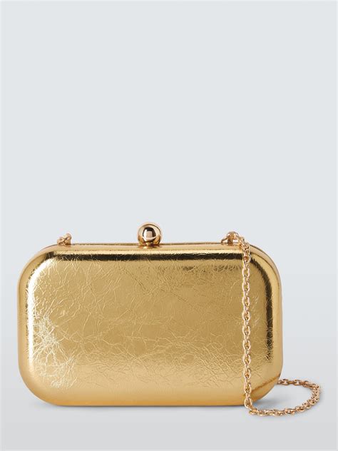 John Lewis Elle Crinkled Metallic Clutch Bag Gold