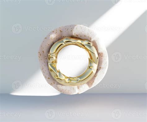 3d Render Abstract Geometric Torus Shape Cracked Surface With Hole