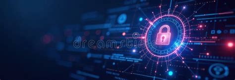 Futuristic Cyber Security Interface Protecting Digital Information With