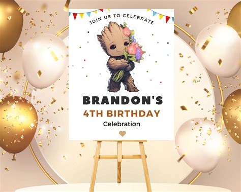 Editable Groot Welcome Sign Birthday Party Birthday Invitations Groot Welcome Board Birthday