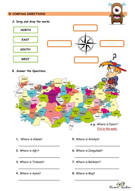Compass Directions Worksheet Compass Directions Compass Directions