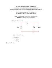 Diode Circuit Analysis In EEL 3110C Laboratory Activity Course Hero