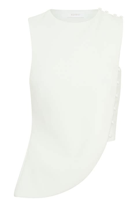 Astrid Asymmetric Sleeveless Suiting Top White And Meshki Meshki New