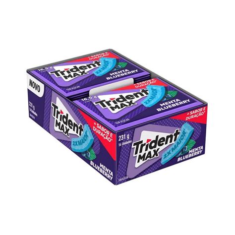 Doces Goma De Mascar Trident Max Menta Blueberry 14unx165 Goma De Mascar Trident Max Menta